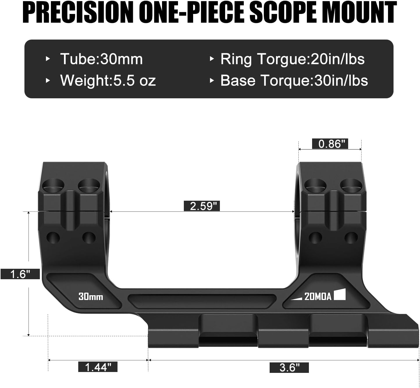 Cantilever Scope Mounts | One-Piece 20 MOA 34mm or 30mm Tube for Picat ...